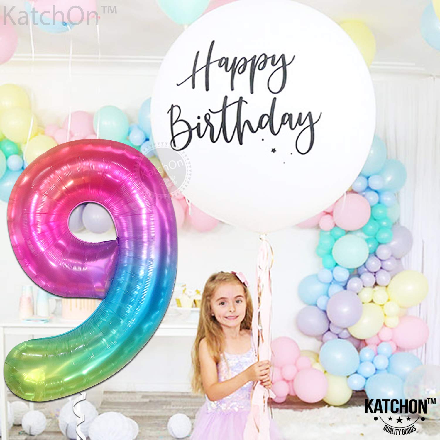 Snapklik.com : Giant Rainbow Number 9 Balloon - 40 Inch Tie Dye 9 ...