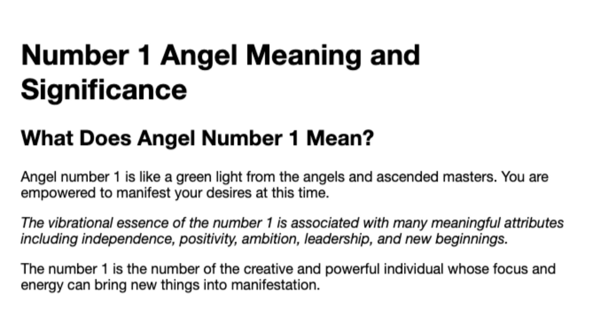 Number 1 Angel Meaning and Significance - App on Amazon Appstore