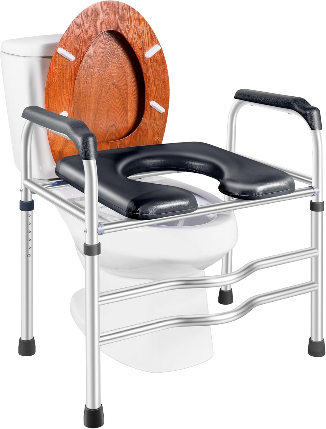 Deewow Soft Padded Raised Toilet Seat with Handles up to 450lbs ...