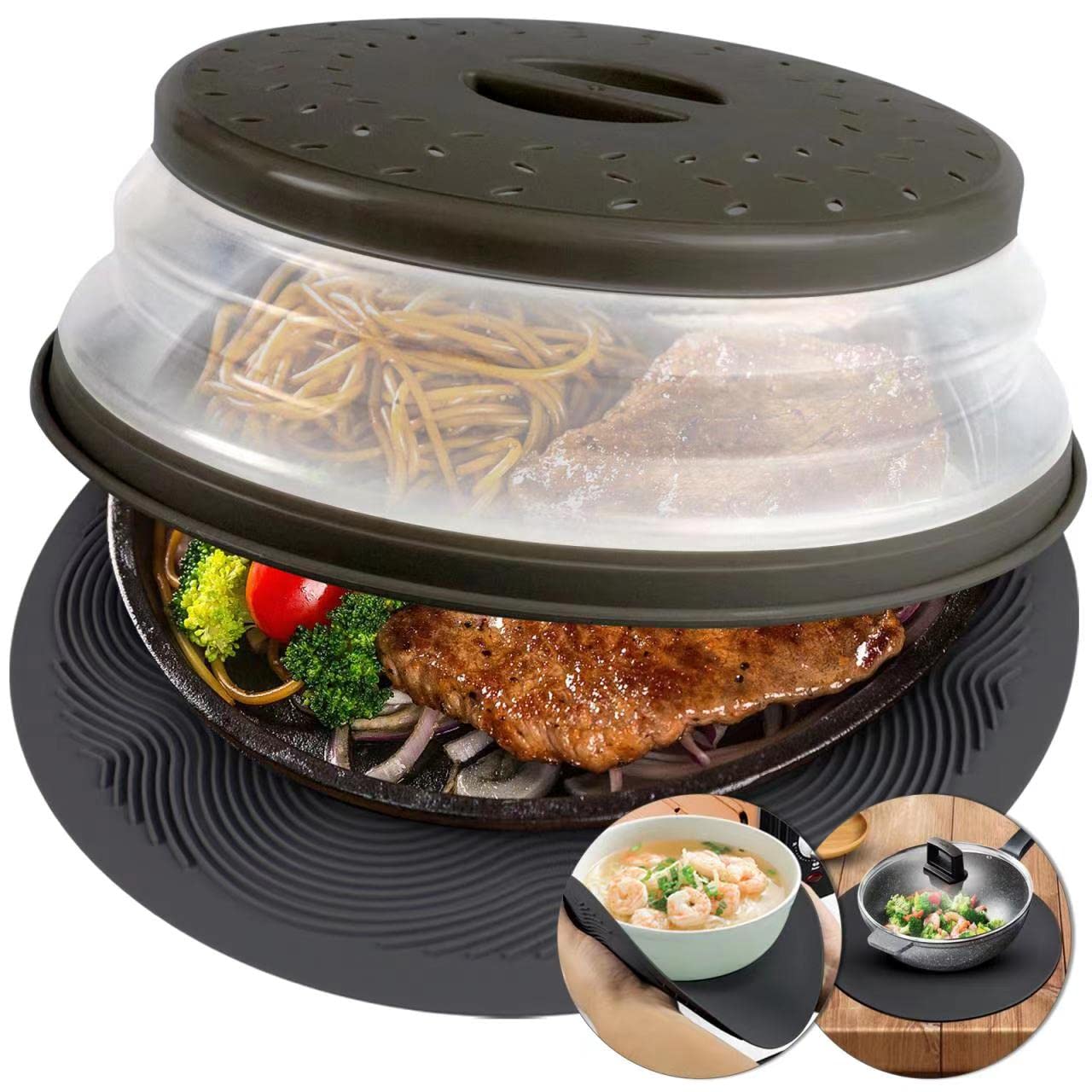Snapklik.com : 2 In 1, Aidacom Microwave Cover For Food & 12" Versatile ...