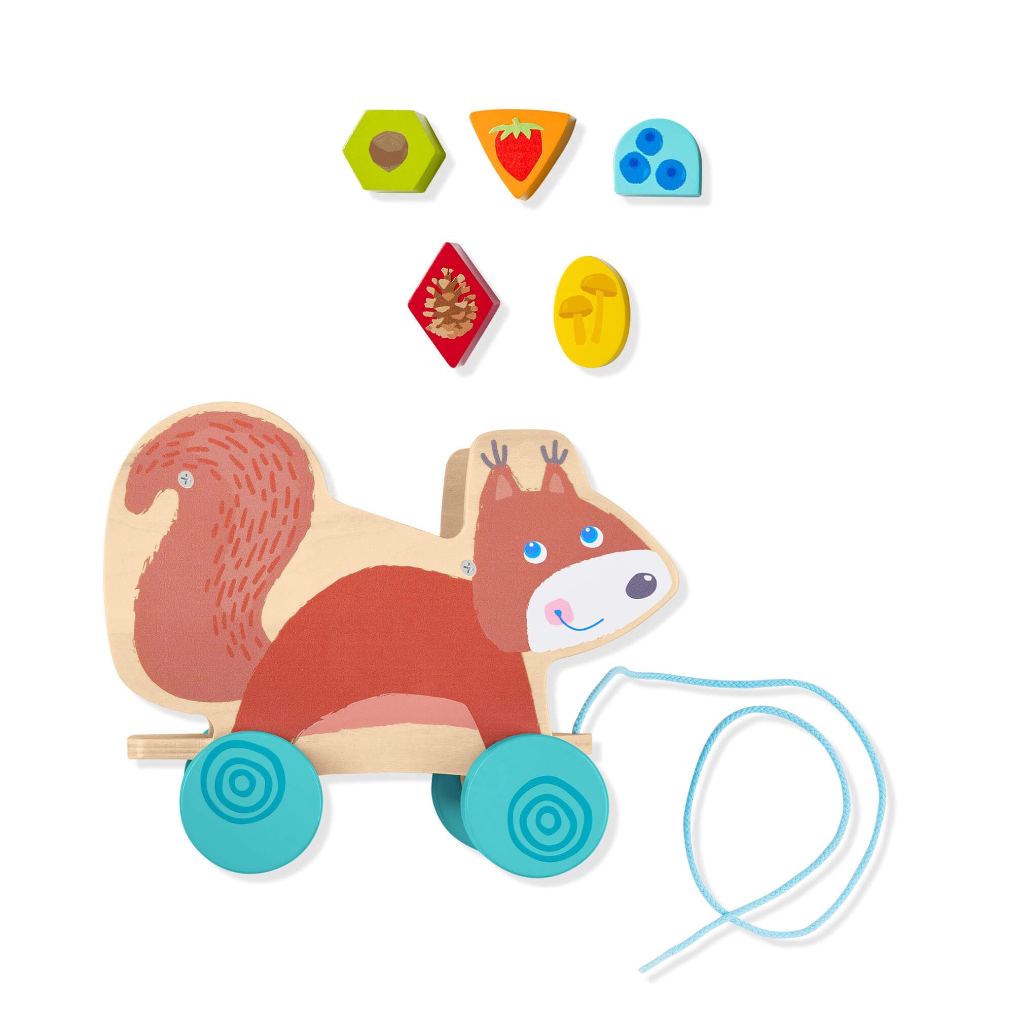 Snapklik.com : Pulling Squirrel Wooden Shape Sorter And Pull Toy