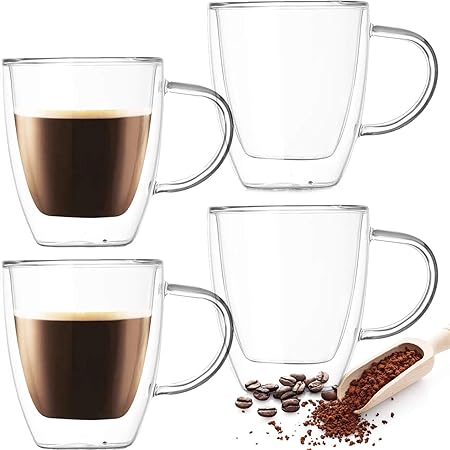 Amazon.com | BTaT- Coffee Mug, Coffee Glass, Set of 4 (12oz, 350ml ...