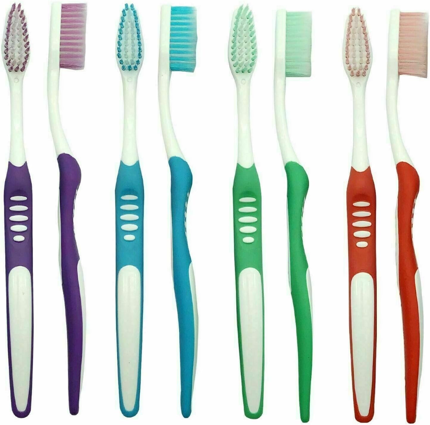 Family Toothbrush Set 8 Soft Full Head Hard Bristle Long Handle Manual ...