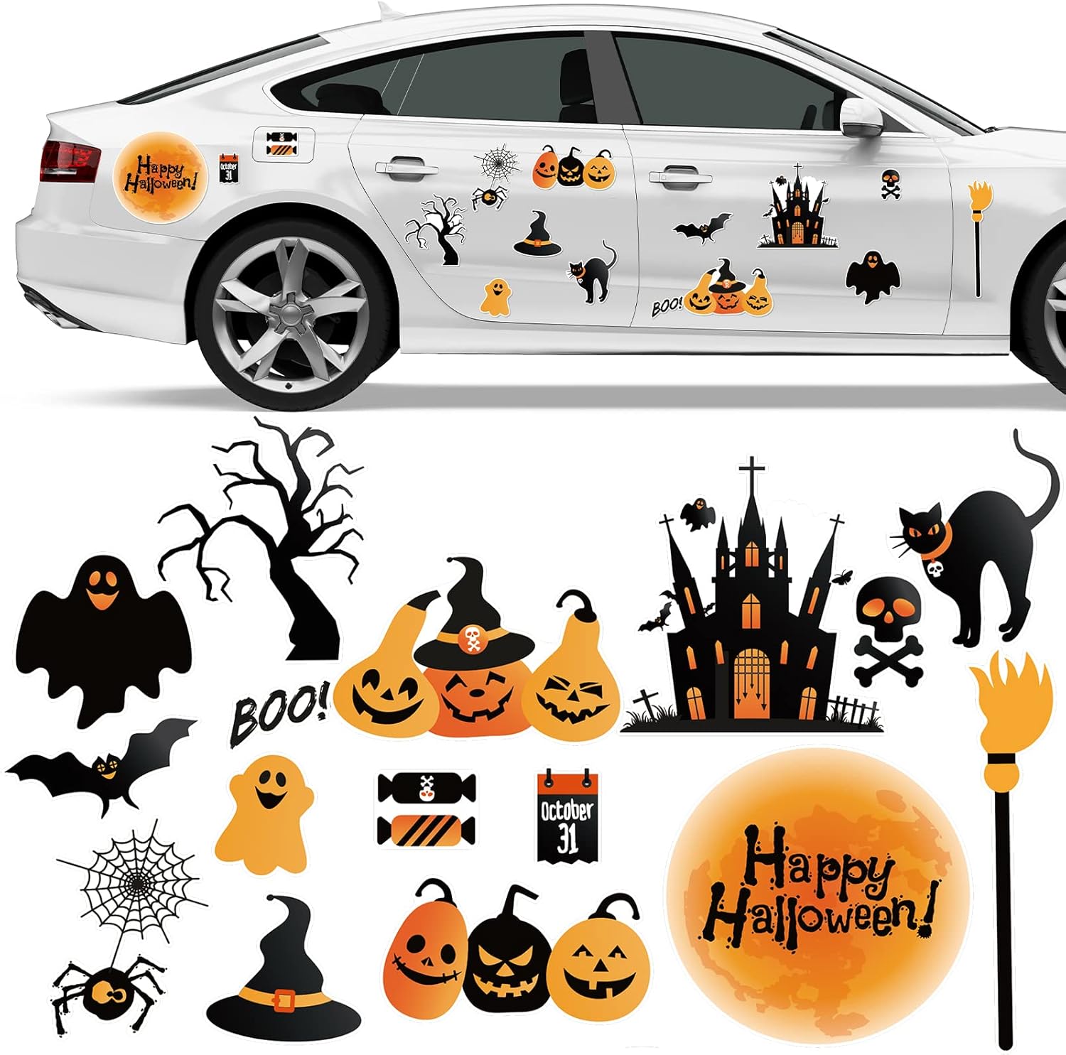 Amazon.com: 16 Pcs Halloween Car Magnets Garage Door Magnetic Stickers ...