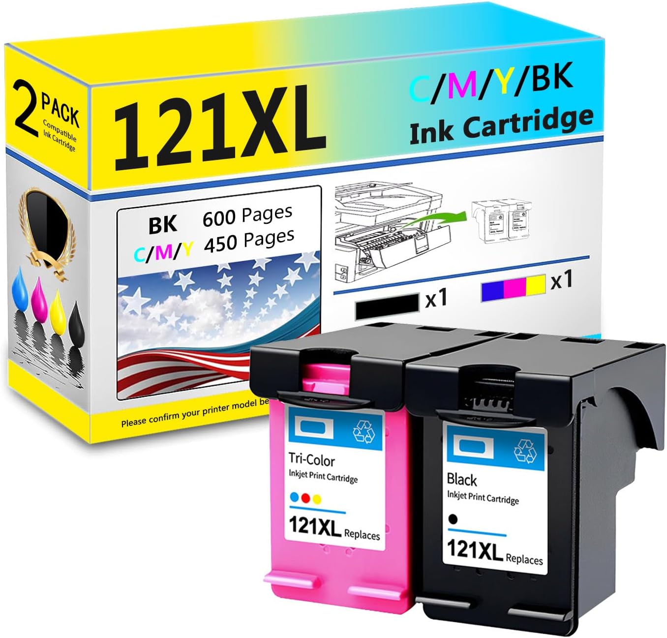 Amazon.co.jp: 交換用121XL インクカートリッジ互換性for HP 121 121XLインクカートリッジ作業for HP ...