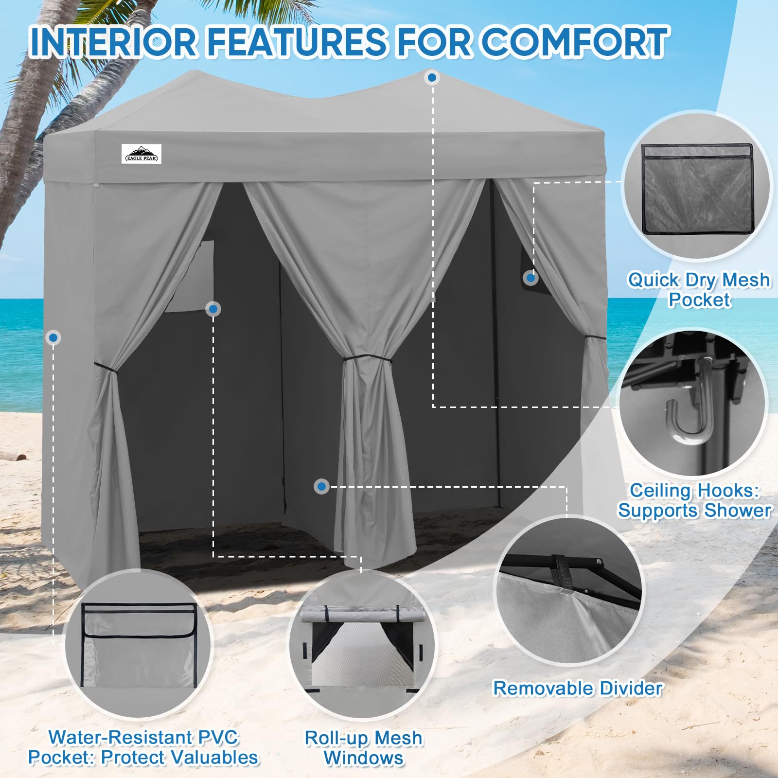 Snapklik.com : Outdoor Changing Room 8x4, 2 Room Pop Up Portable ...