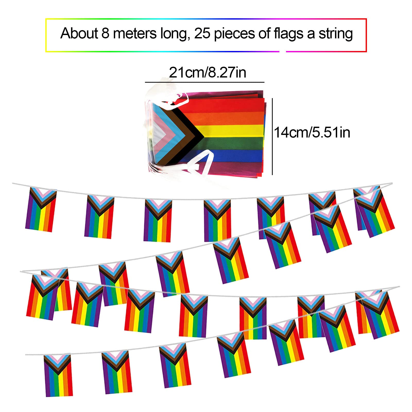 TSHAOUN 2 pcs rainbow flag,rainbow banner,3×5 FT Pride Flag+25 ...