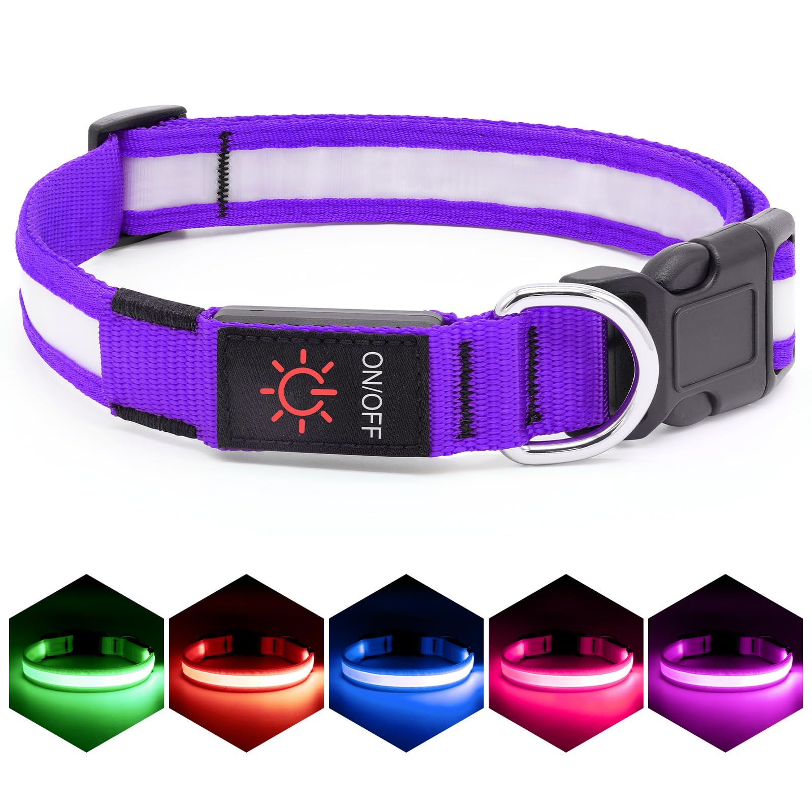 Amazon.com : VIZPET LED Dog Collar, Light Up Dog Collar Adjustable USB ...