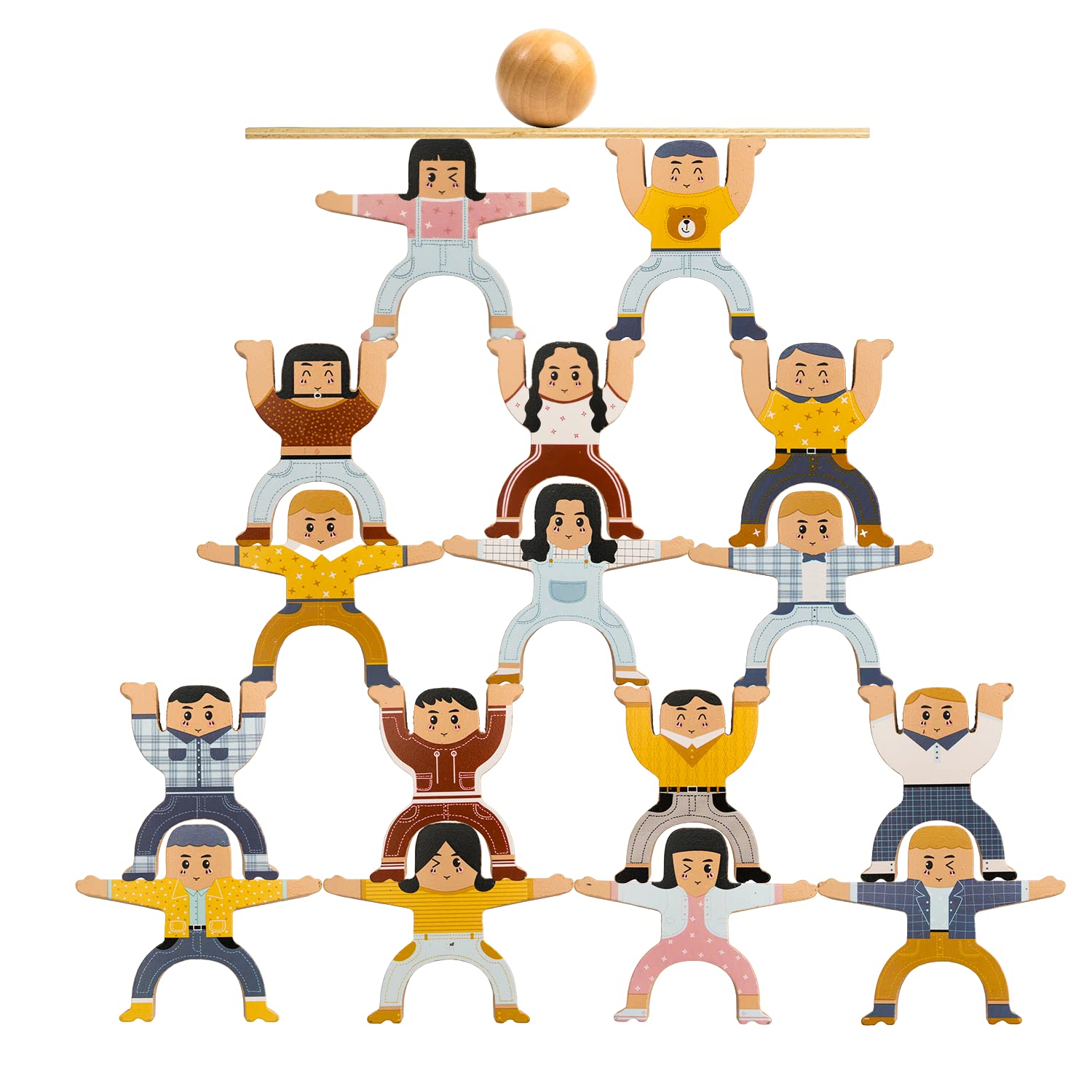 Stack & Balance Human Tower | Wooden Interlocking Toy Set | Promotes ...