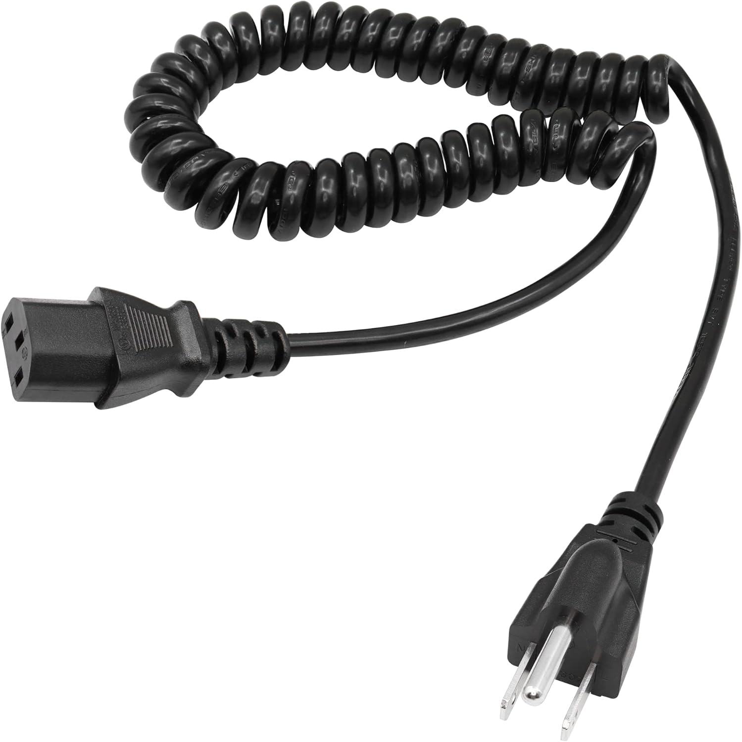 Amazon.com: Coiled AC Power Cord YACSEJAO 18 AWG 3 Prong NEMA 5-15P to ...