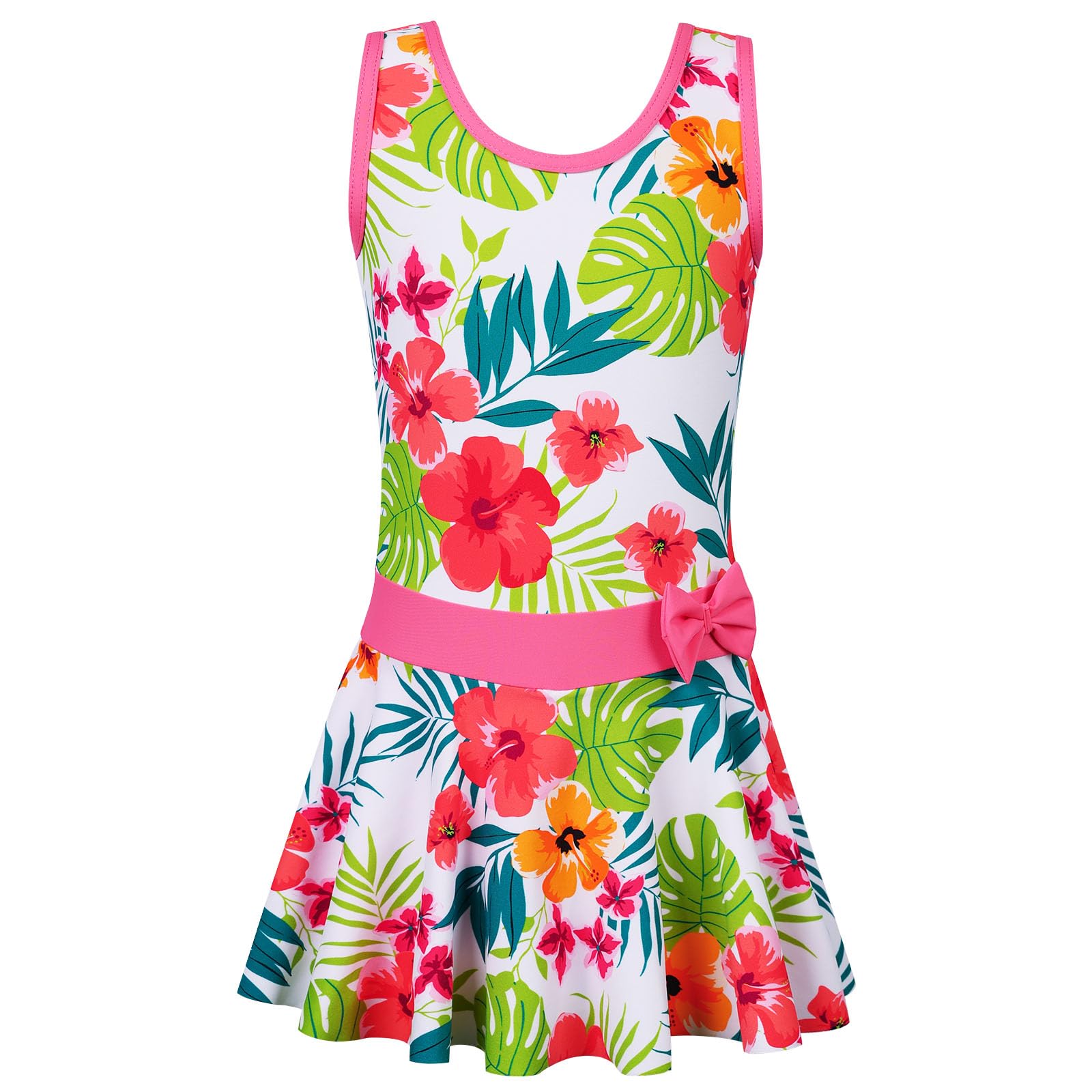 Snapklik.com : Girls Swimsuit One Piece UPF 50+ Floral Skirted Bathing ...