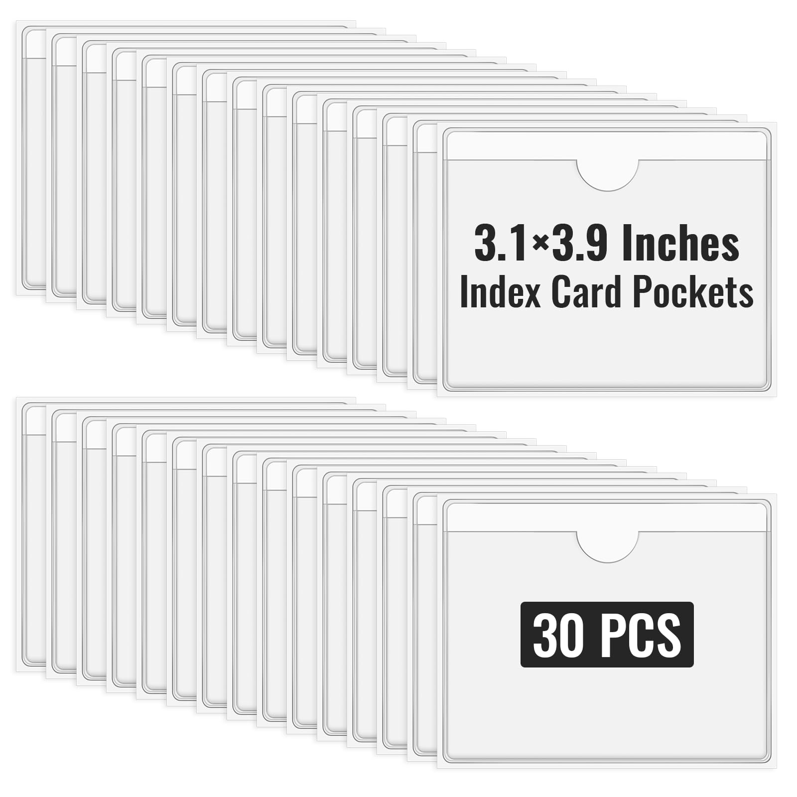 Amazon.com : Clear Adhesive Pockets 2.9"x3.7" Index Card Sleeves Self ...