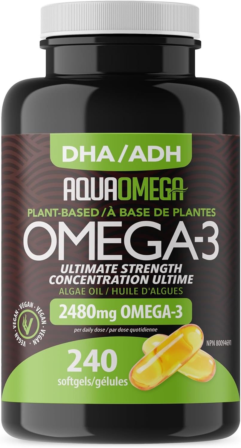 AquaOmega Ultimate Strength Plant-based Omega 3 High DHA Supplement ...