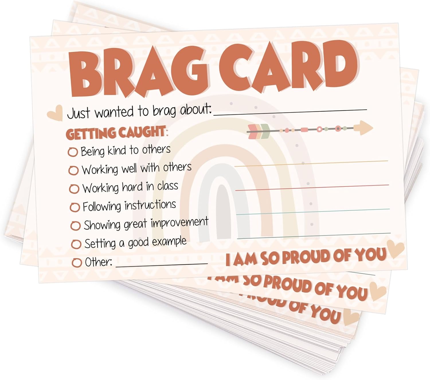 Amazon.com : 50PCS Boho Brag Cards for Kids Classroom, Good Behavior ...
