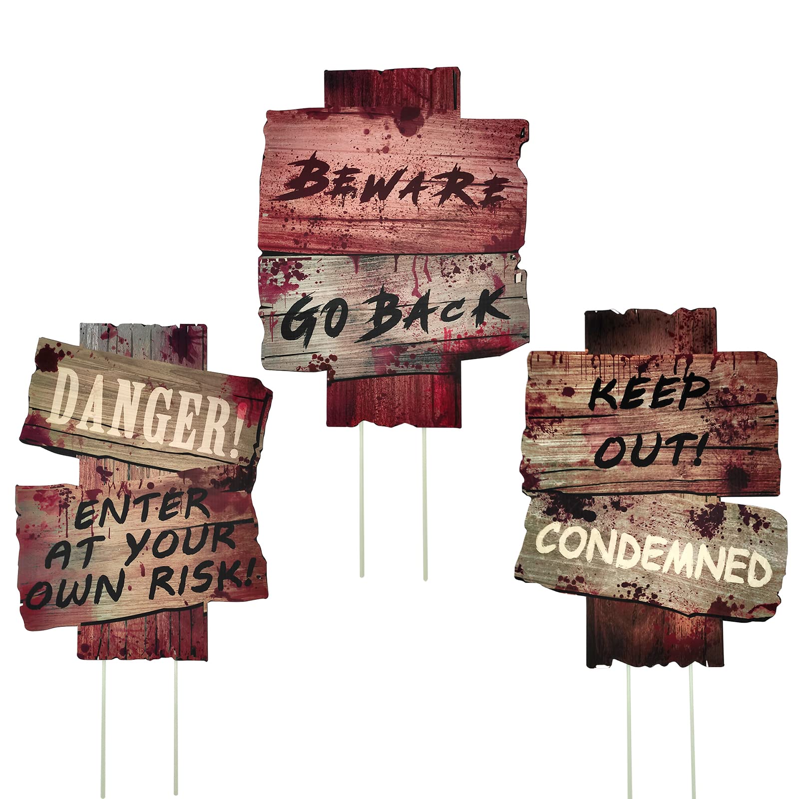 Amazon.com: STAMI PLET Halloween Decorations Beware Yard Signs with ...