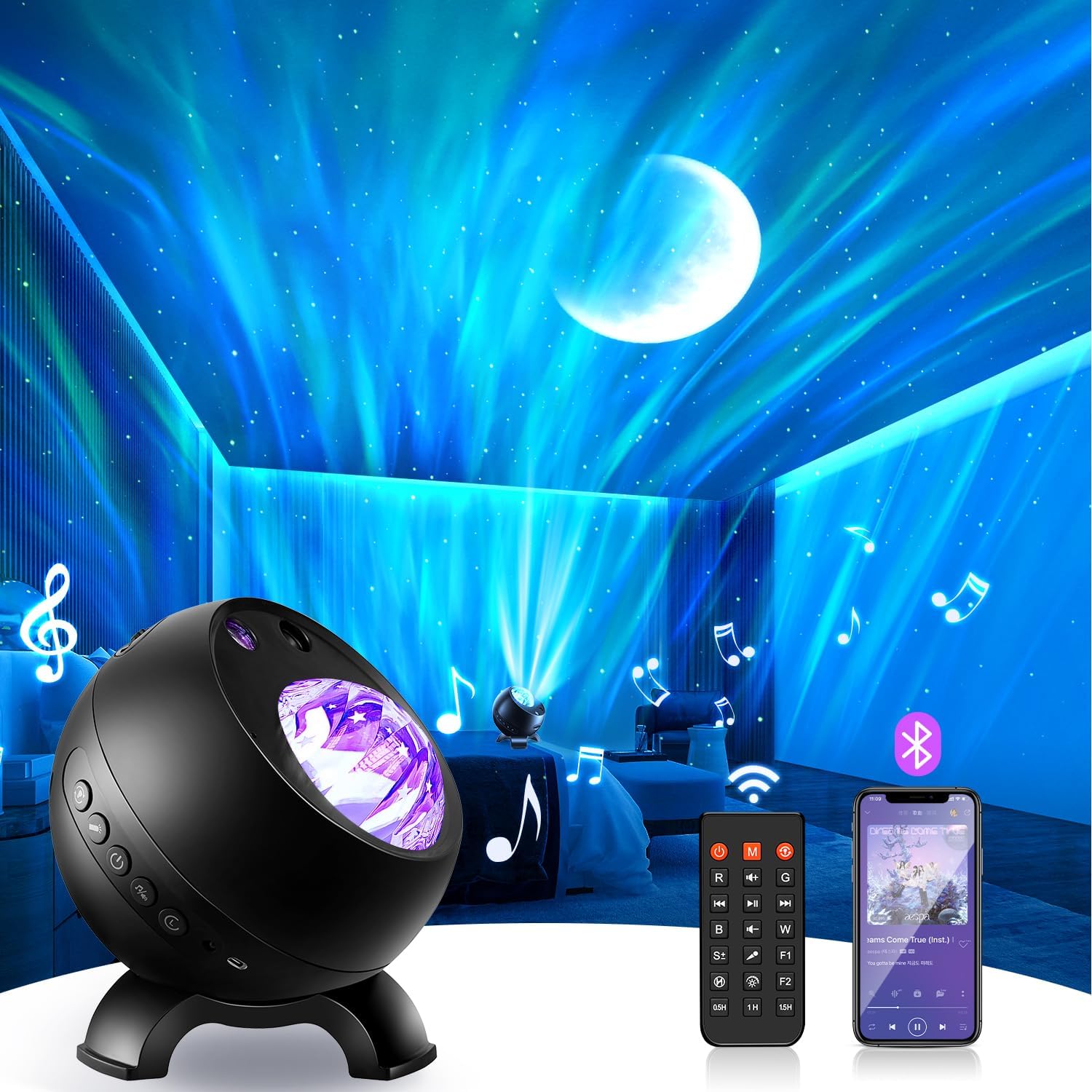 Amazon.com: Galaxy Projector Northern Lights Projector,15 Colors+Moon ...