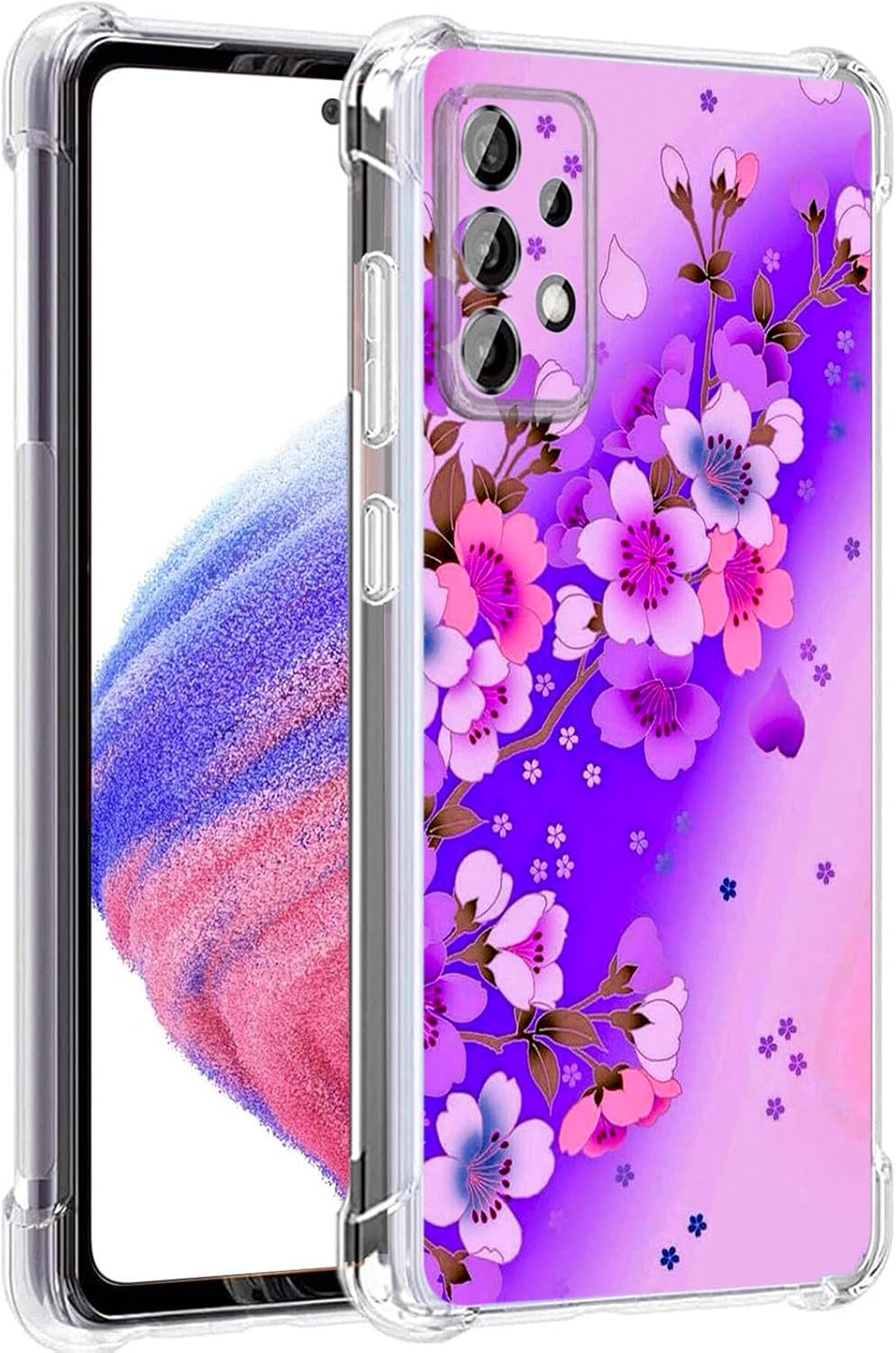 Amazon.com: Beaucov Galaxy A53 5G Case, Purple Cherry Blossom Drop ...