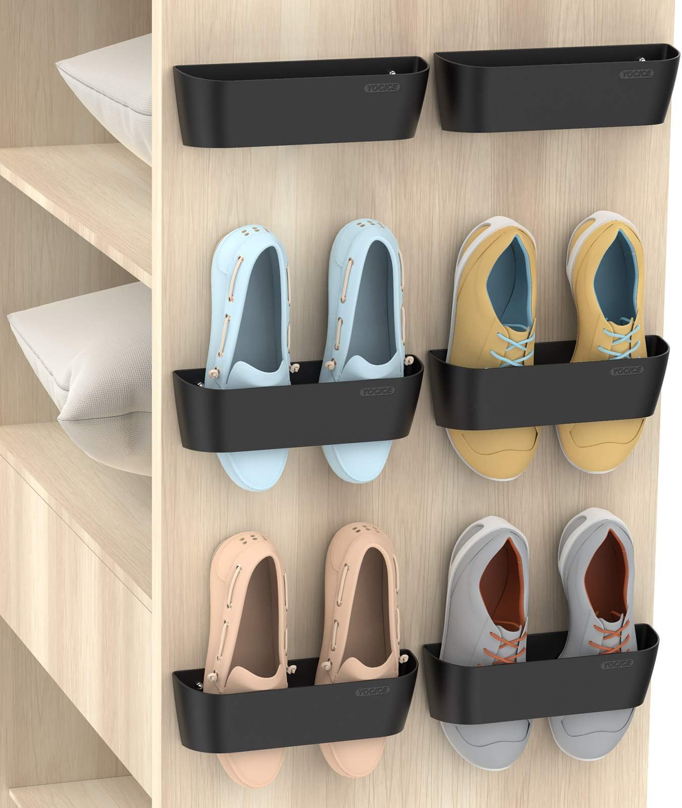 Amazon.com: Yocice Wall Mounted Shoes Rack 6Pack with Sticky Hanging ...