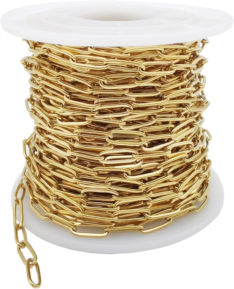 Amazon.com: 33 Feet Stainless Steel Paperclip Chains Roll Gold Plated ...