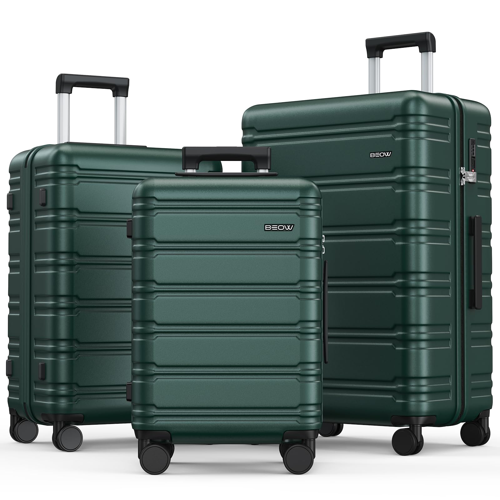 Amazon.com | BEOW Luggage Sets 3 Piece Hardside Expandable Suitcase Set ...