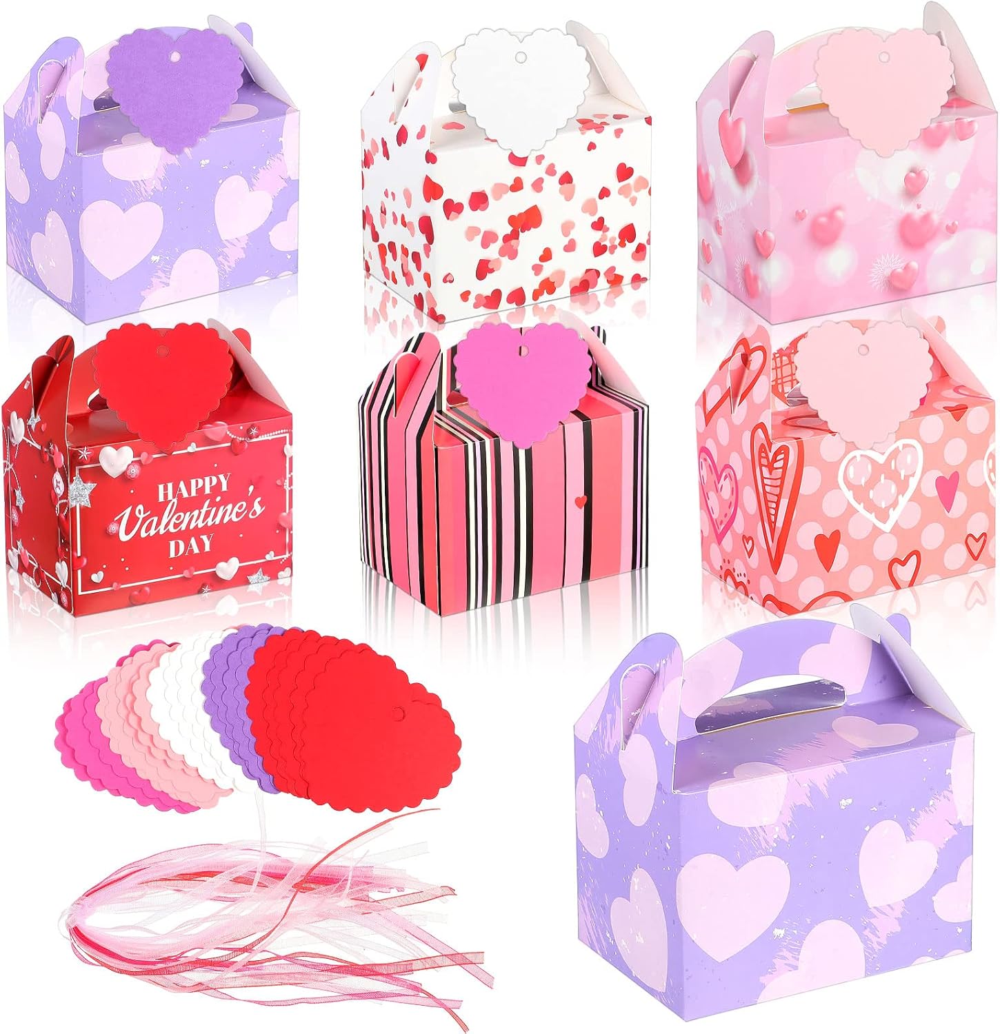 Sets de 30 Cajas de Regalos para San Valentín con Tarjetas de Corazón y ...