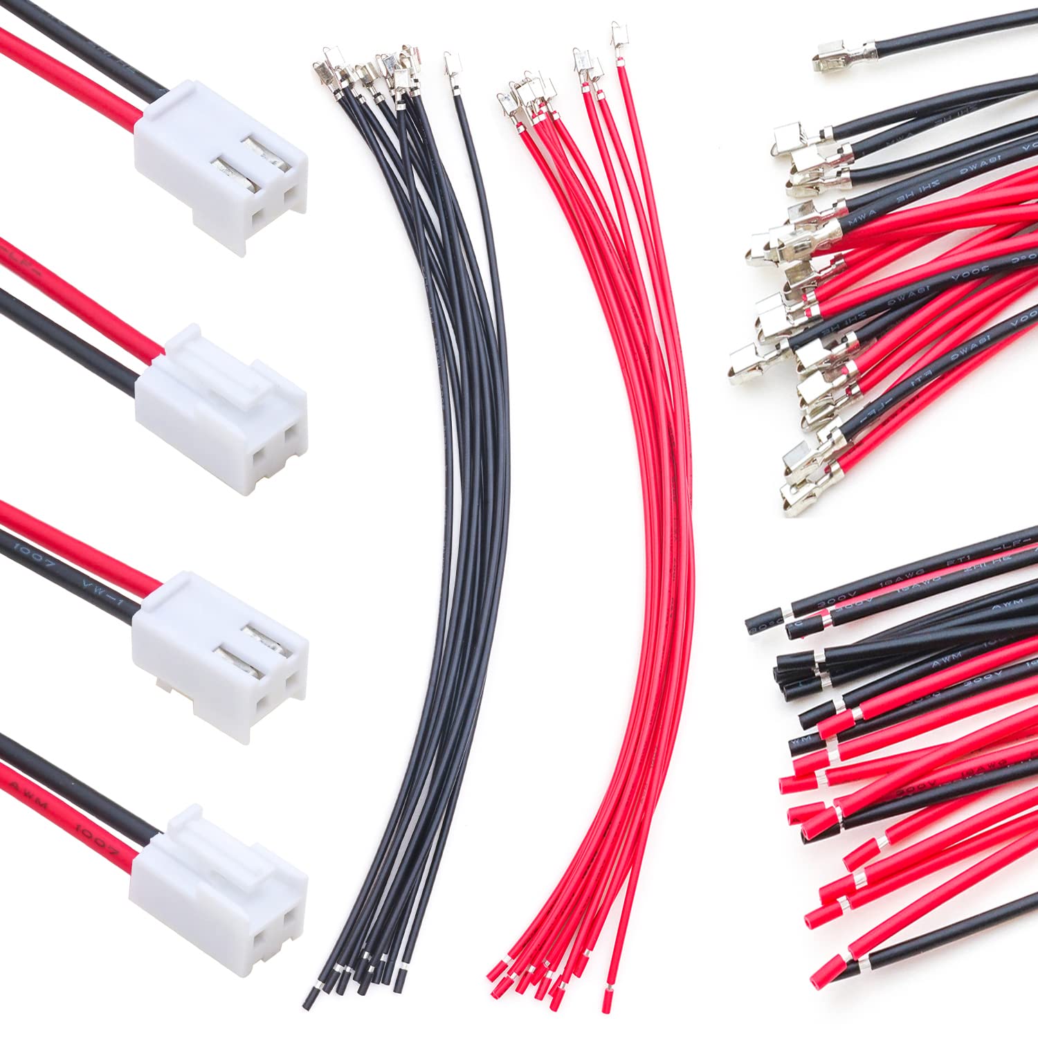 Keszoox Jst VH 3.96MM 2 Pin Connector Socket Kit Total 5 Sets with 10Pcs 210MM 18AWG Pre-Crimped ...