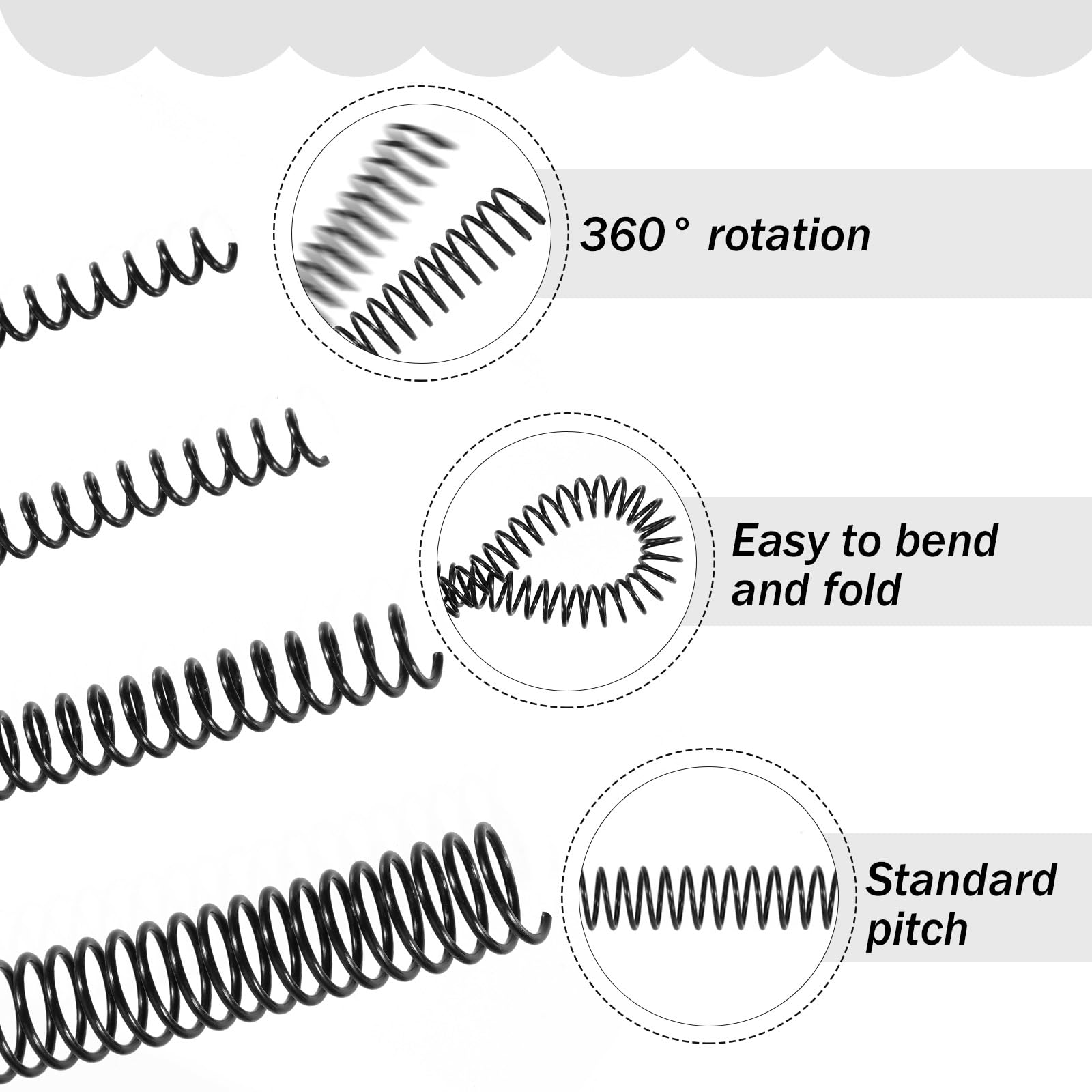 Snapklik.com : 100 Pack Plastic Spiral Binding Coils 4:1 Pitch Spiral ...