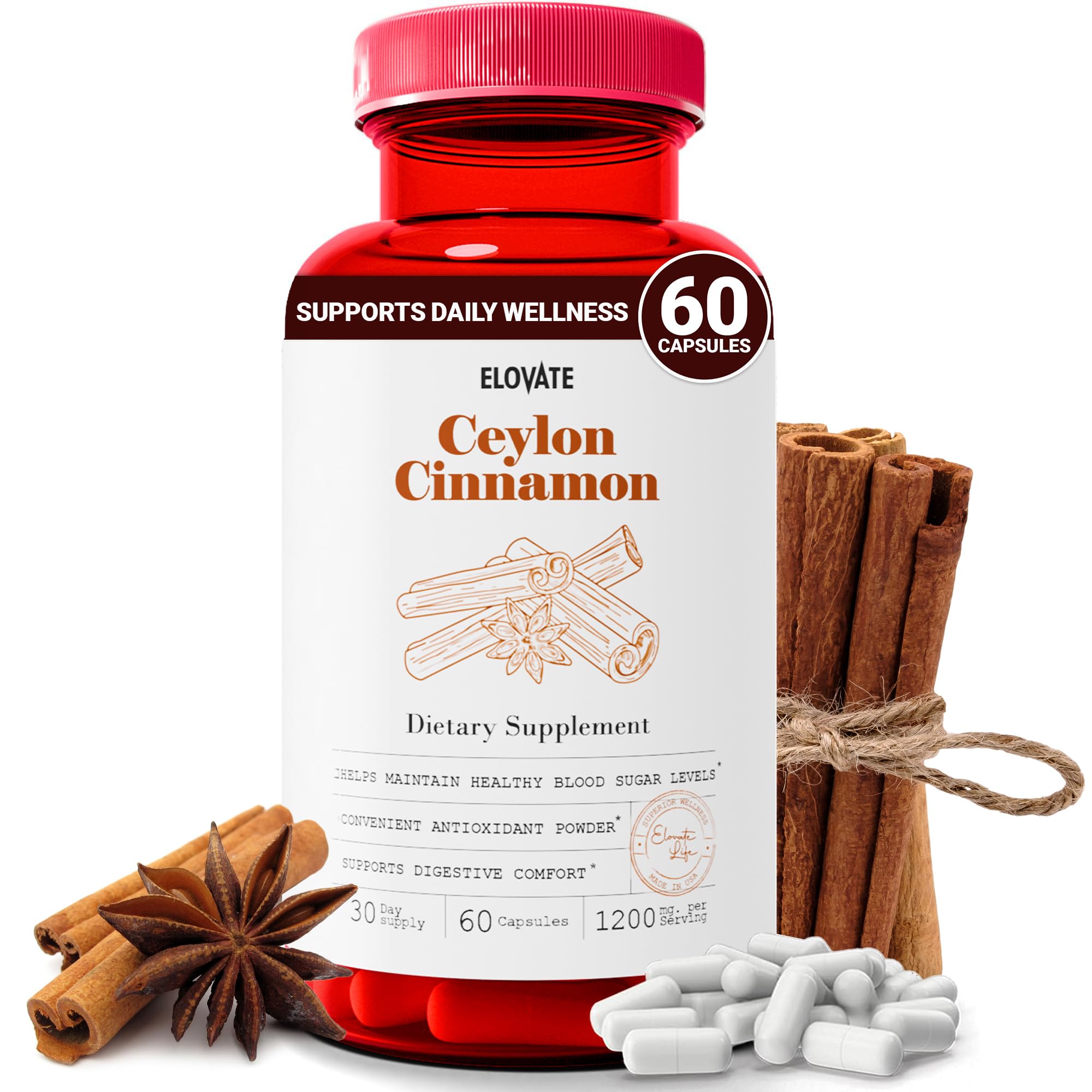 Amazon.com: Elovate 15 Ceylon Cinnamon Capsules - Fast Acting Natural ...