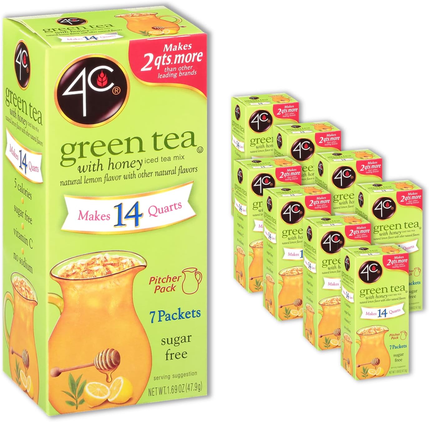 Amazon.com : 4C Powder Drink Mix Packets, Iced Tea Variety 1 Pack, 44 ...