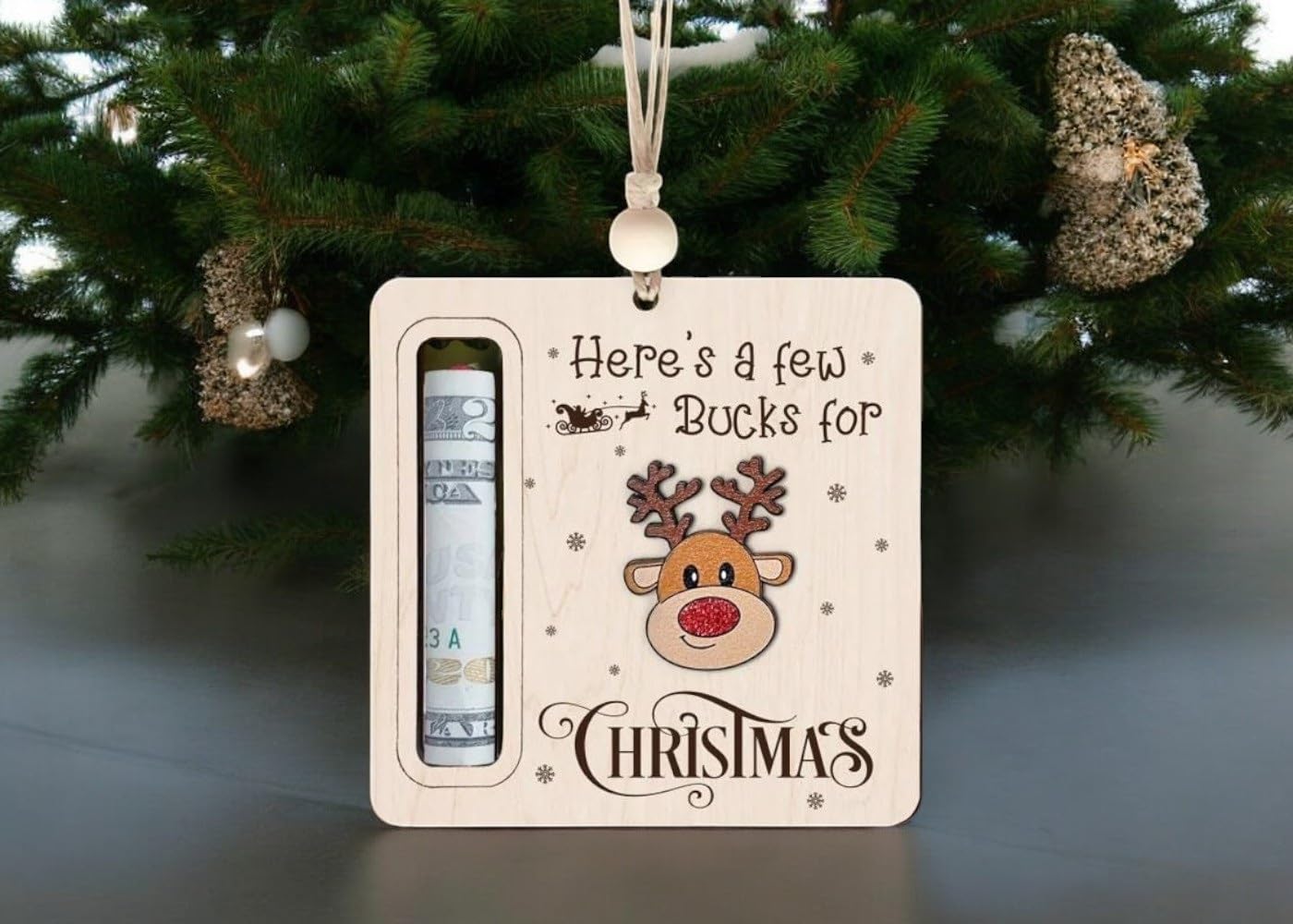 Amazon.com: IMT-LLC Wooden Cute Money Holder Christmas Ornament, Here’s ...