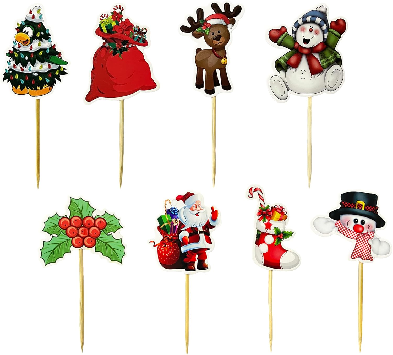 Amazon.com: TSJ 24PCS Christmas Cupcake Toppers Picks Cake Dessert ...