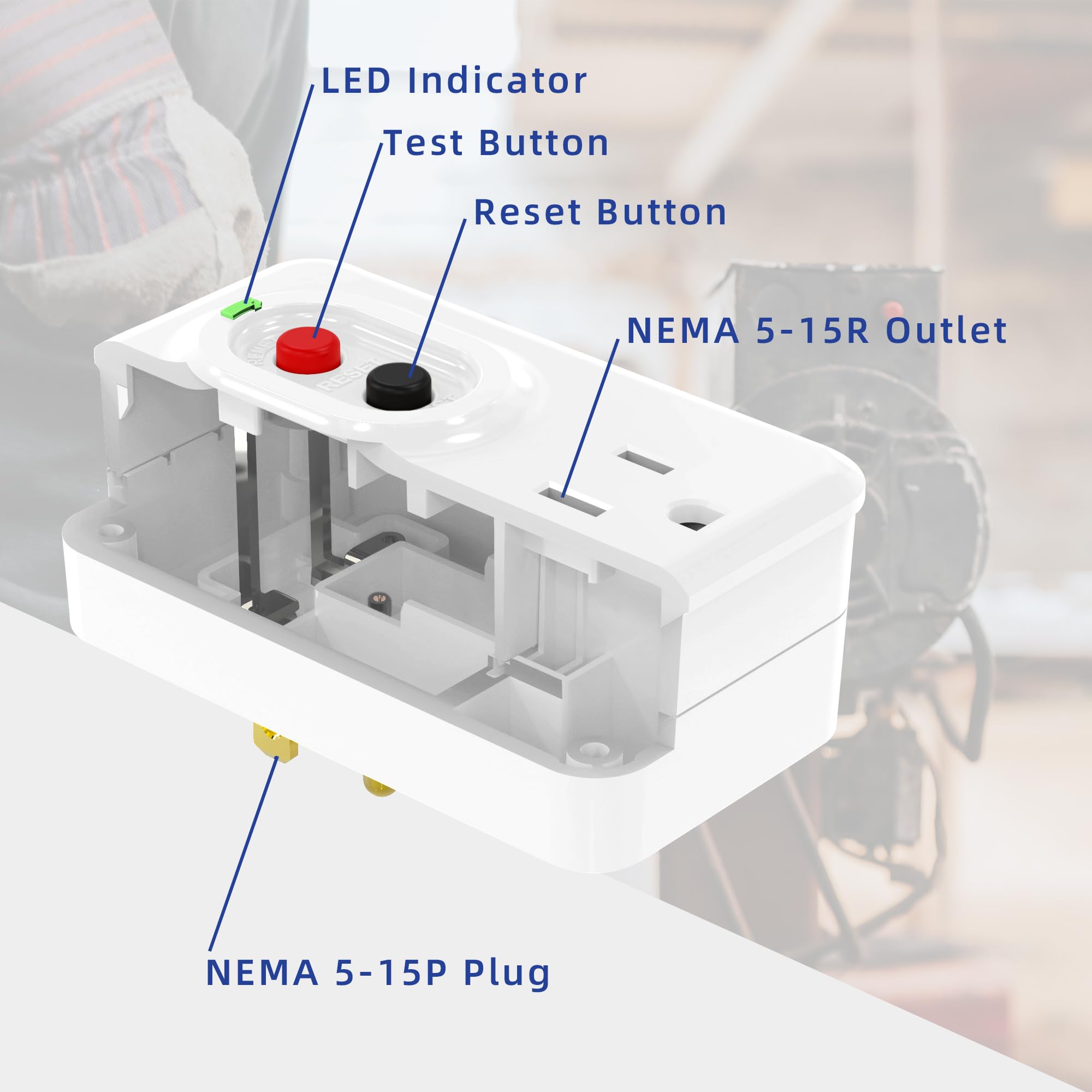 Snapklik.com : AIDA GFCI Adapter, 15 AMP Single Outlet Grounded 3-Prong ...