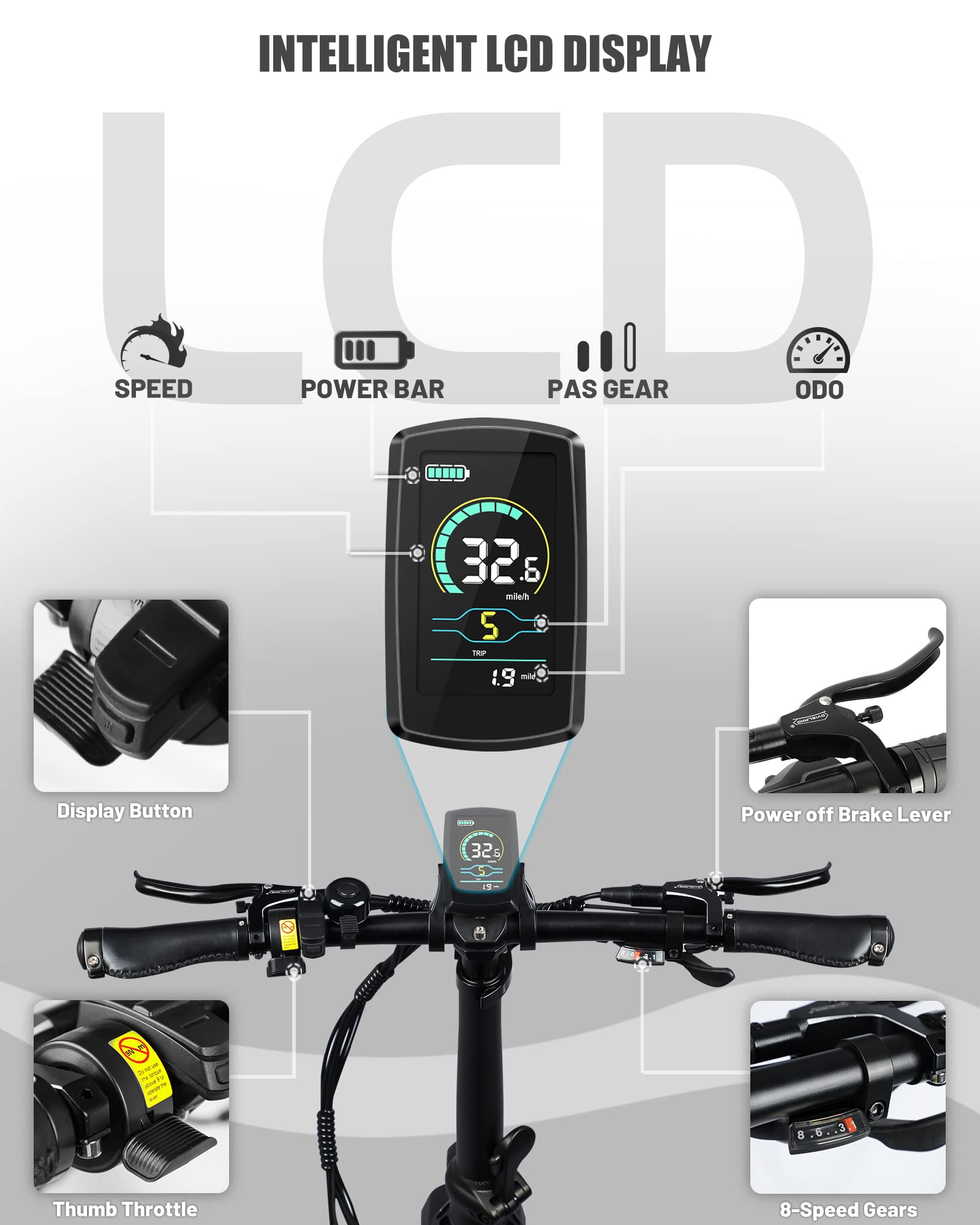 Buy Folding Electric Bike for Adult 1000W 32MPH, TESGO Hummer Pro 48V ...