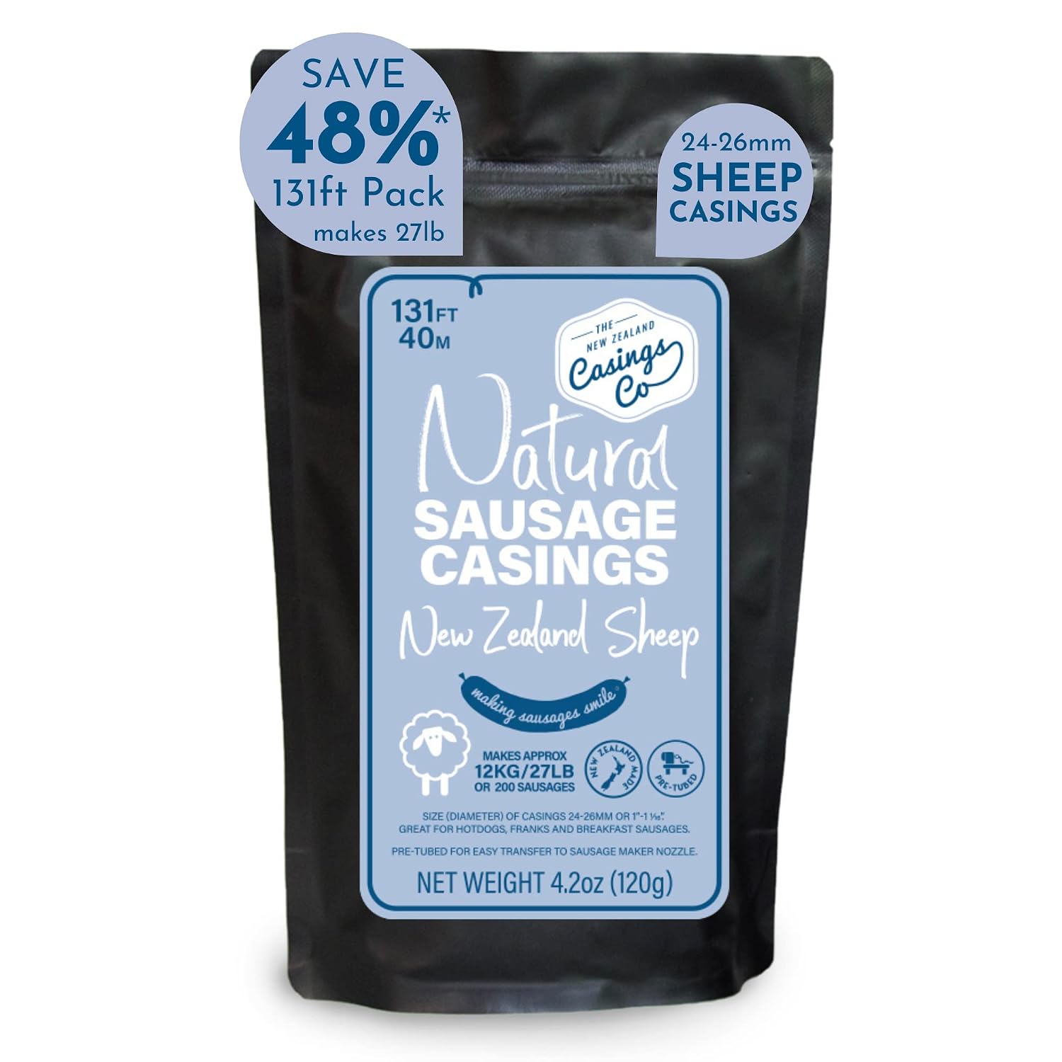 Amazon.com: Natural SHEEP Casings for Sausage Making, 24-26mm, Great ...
