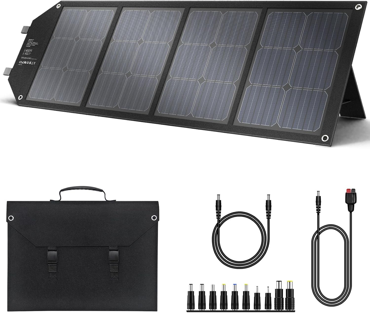 Amazon.com : 100W Portable Solar Panel with USB QC 3.0,18V DC Outlet ...