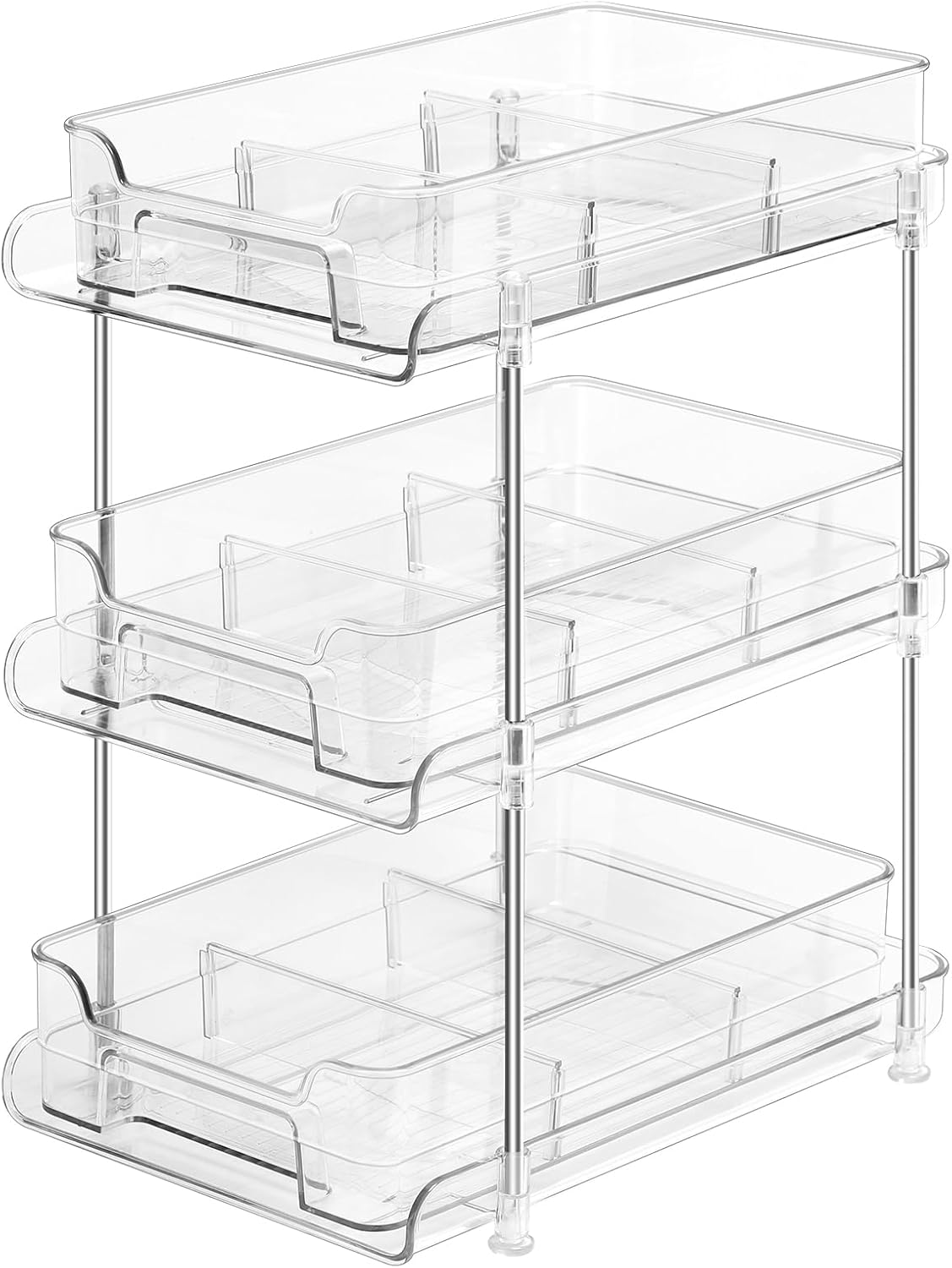 Amazon.com: DAMEING Under Bathroom Sink Organizer, 3 Tier Clear Pull ...