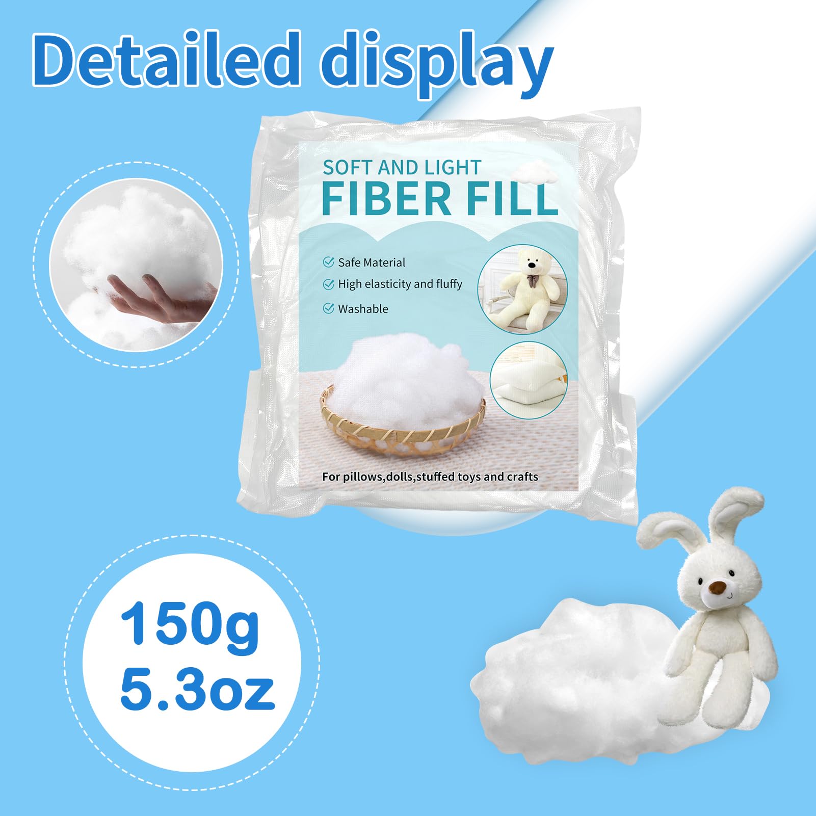 Snapklik.com : Daylendar Polyester Fiberfill Stuffing 150g/5.3oz ...