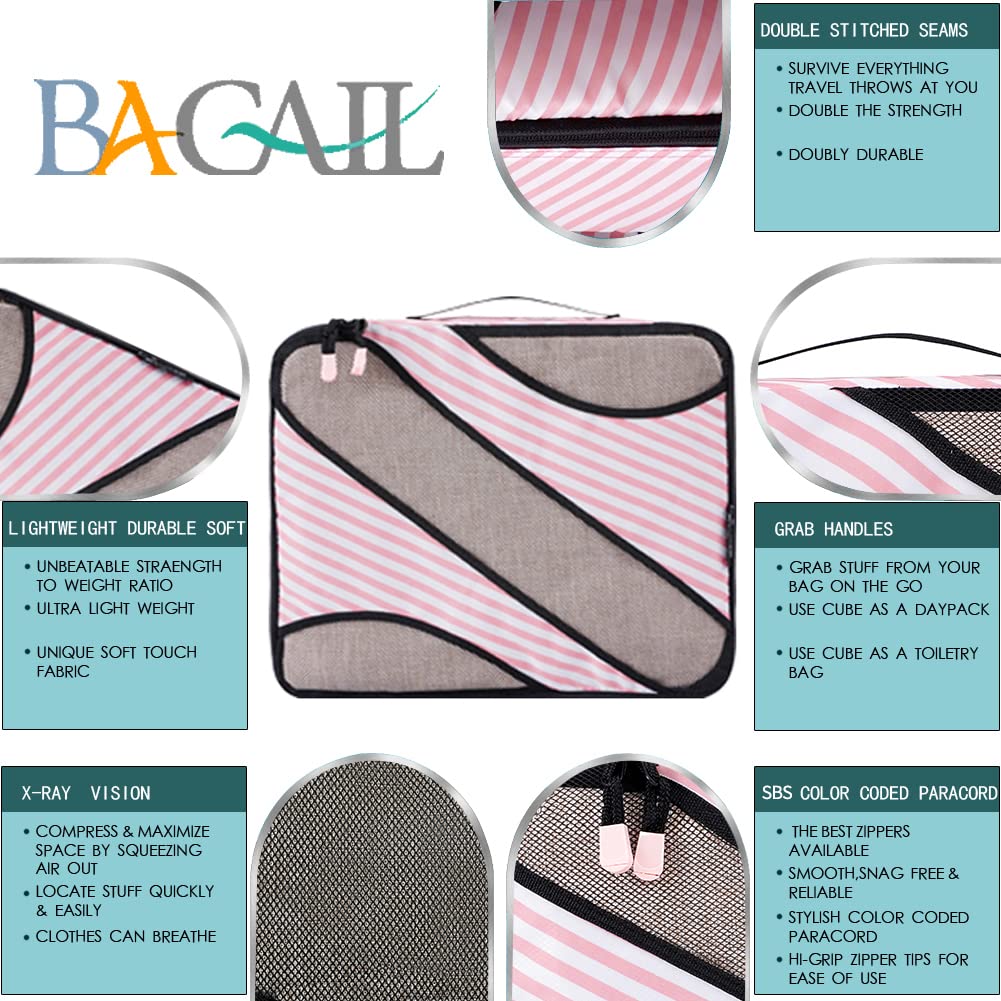 Snapklik.com : Bagail 6 Set Packing Cubes,3 Various Sizes Travel ...