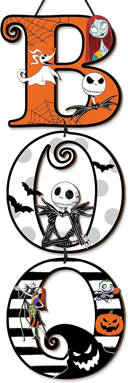 Amazon.com : Halloween Boo Hanging Signs Spooky, Large Size Wooden Boo ...