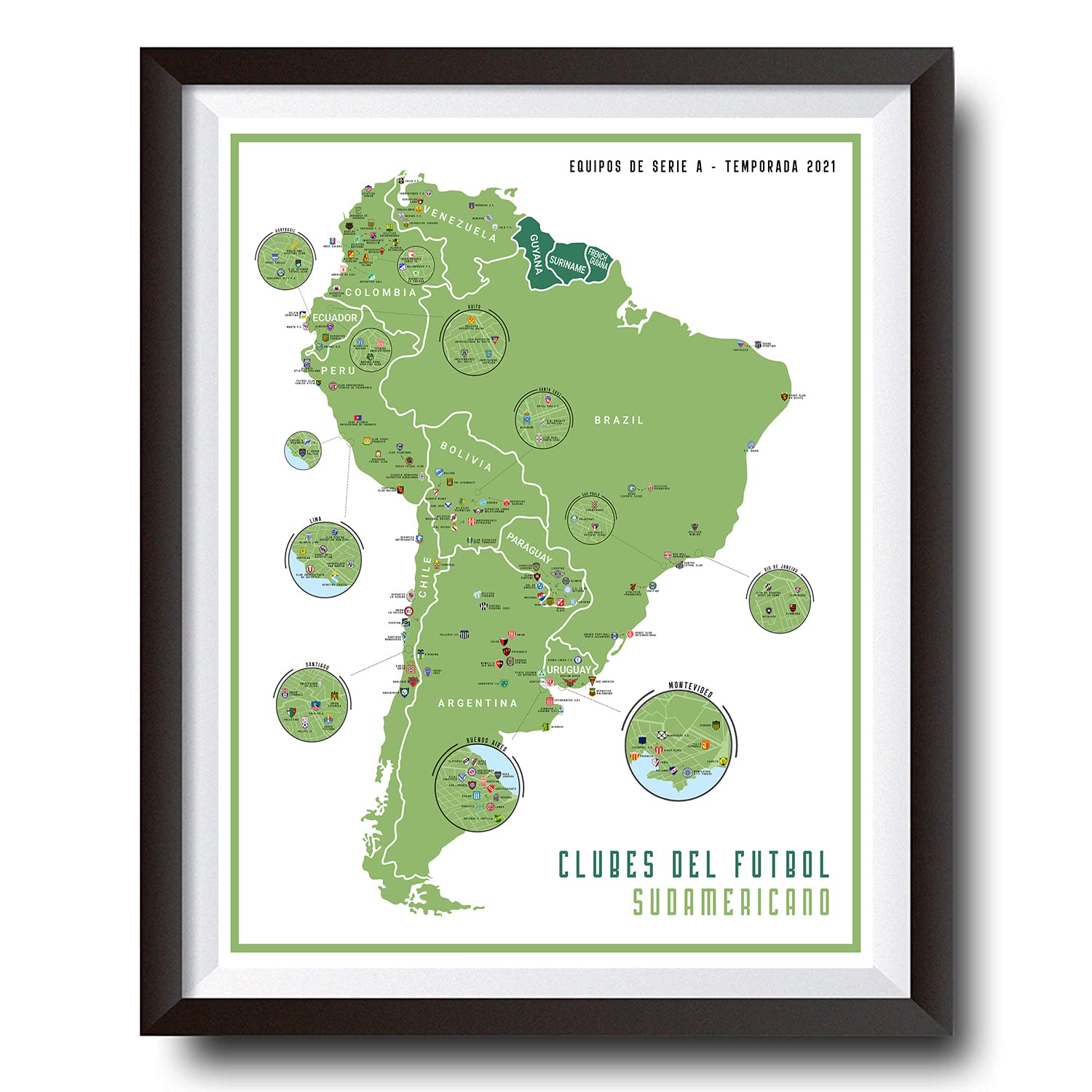 Buy Football Clubs Sud America - World Cartographic Wall Chart ...