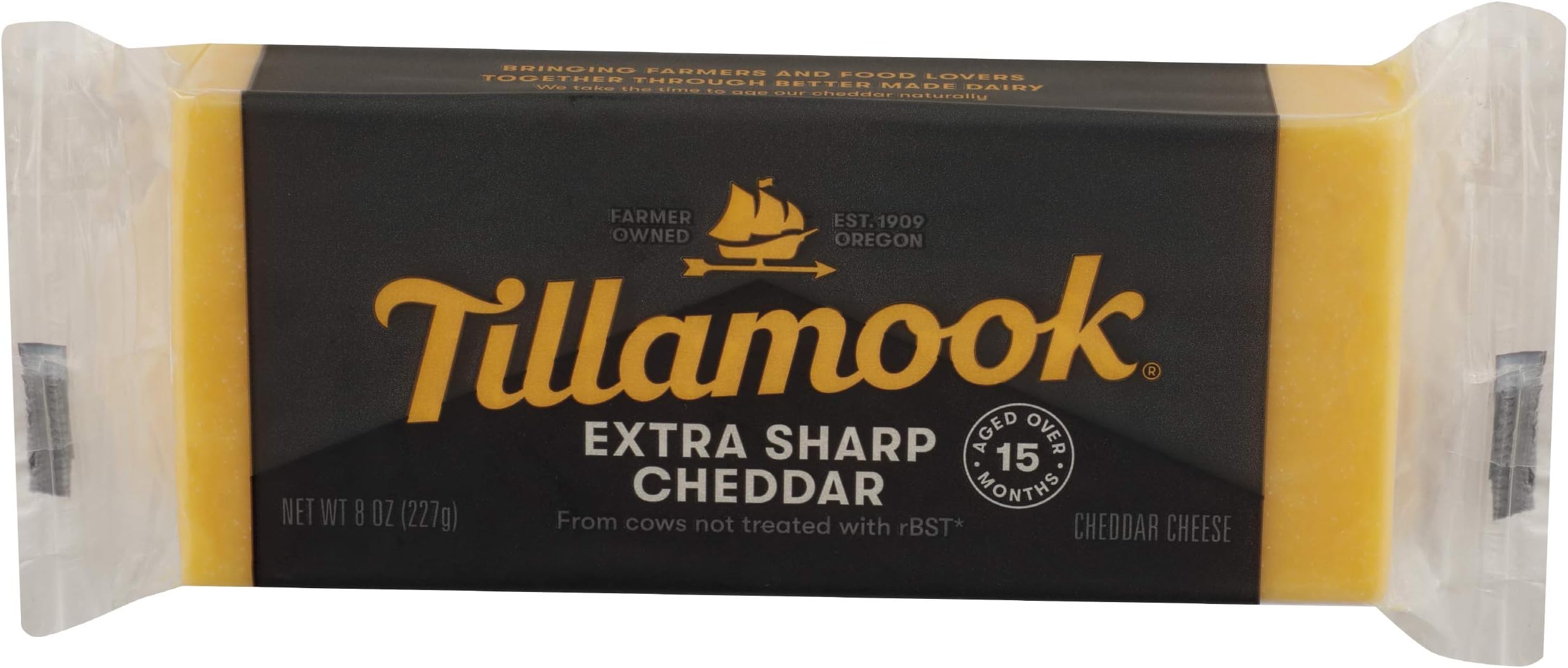 Amazon.com: Tillamook Extra Sharp Cheddar Cheese Block, 8oz : Grocery ...