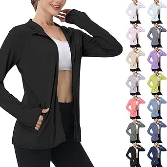Amazon.com: Women's Rash Guard UPF 50+ Sun Protection Jacket SPF UV Cooling Zip Up Hoodie Long ...