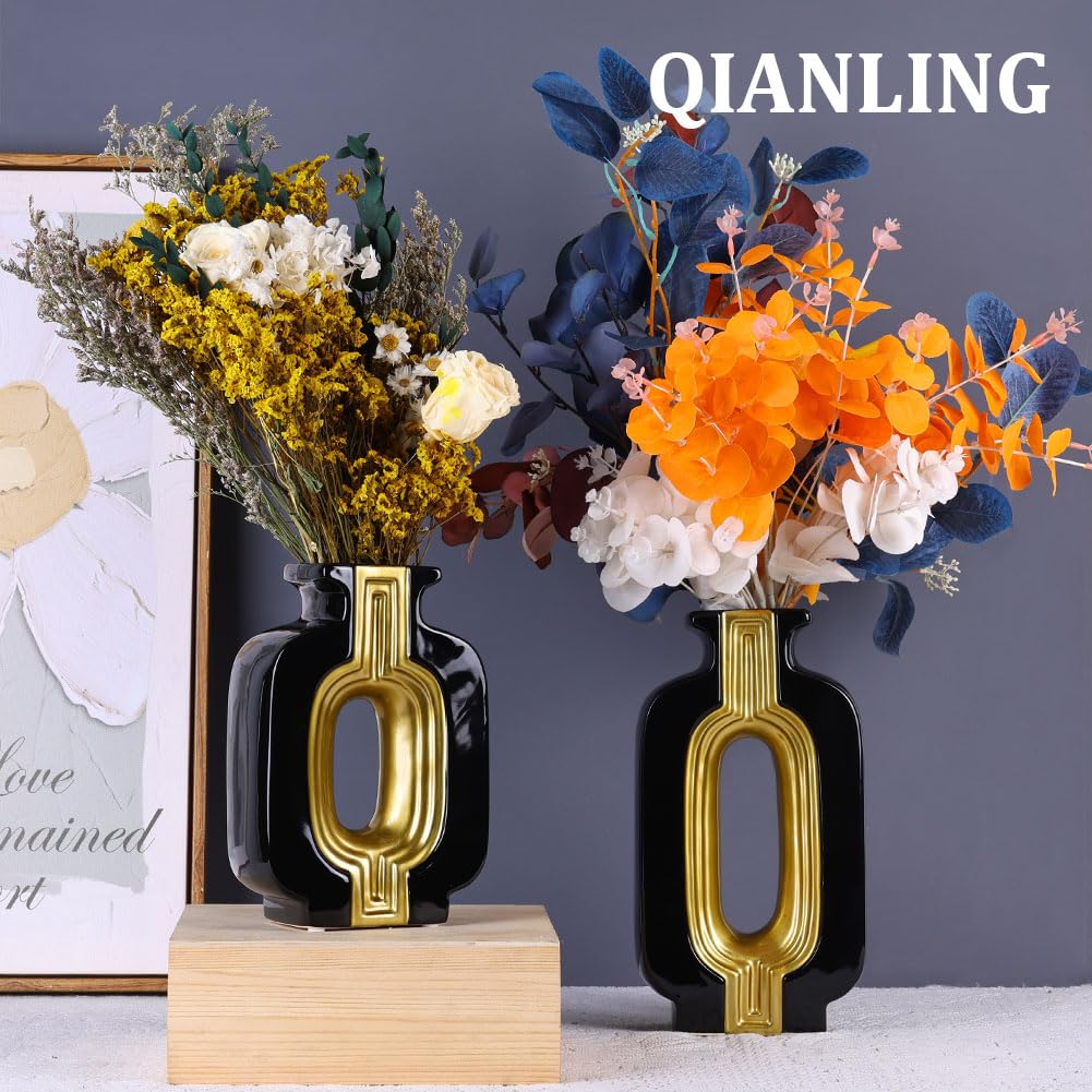 Black And Gold Vases For Centerpieces Decoration Floor Vase Gold
