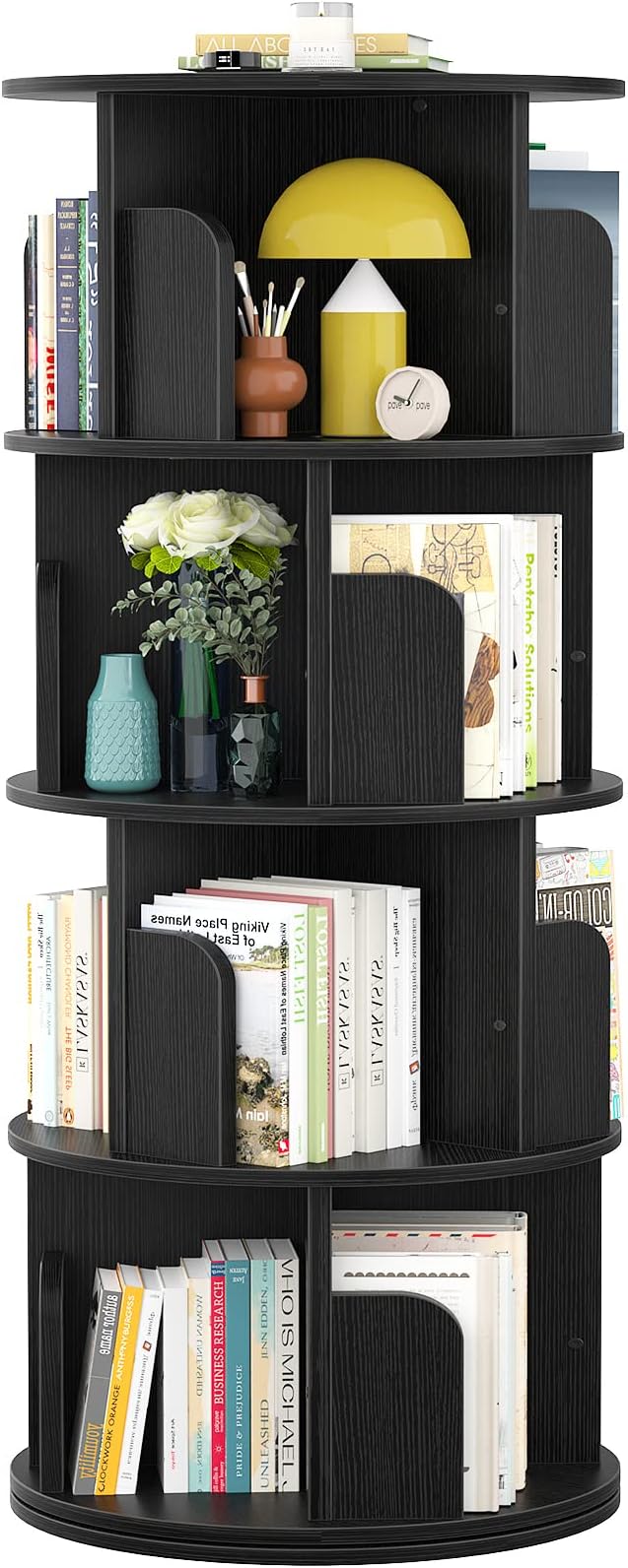 Amazon.com: INTEXCA & DESIGN 6 Tier Rotating Bookshelf, 360° Solid Wood ...