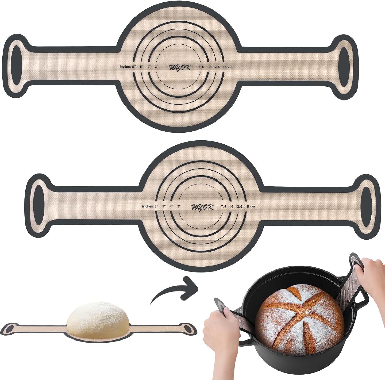 Amazon.com: Upgraded Silicone Bread Sling Dutch Oven Liners Sourdough ...