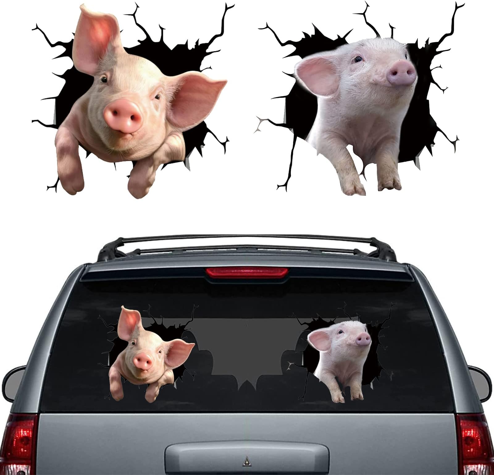 Amazon.com: Funny Animal Car Sticker Pig Crack Car Decals 3D Pet Window ...