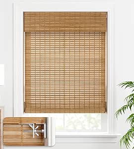 Amazon.com: LazBlinds No Tools No Drill Bamboo Roller Shades, Custom ...