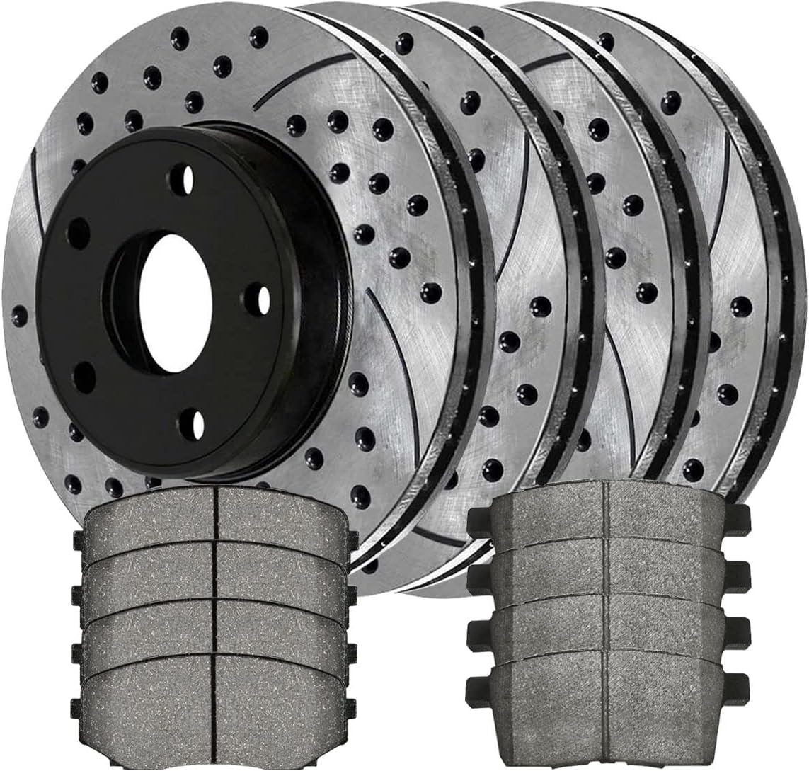 Amazon.com: AutoShack Front & Rear Drilled & Slotted Brake Rotors Ceramic Brake Pads ...