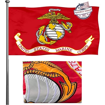 Amazon.com : Marine Corps Flag Embroidered USMC 3x5 Ft- Double Sided ...