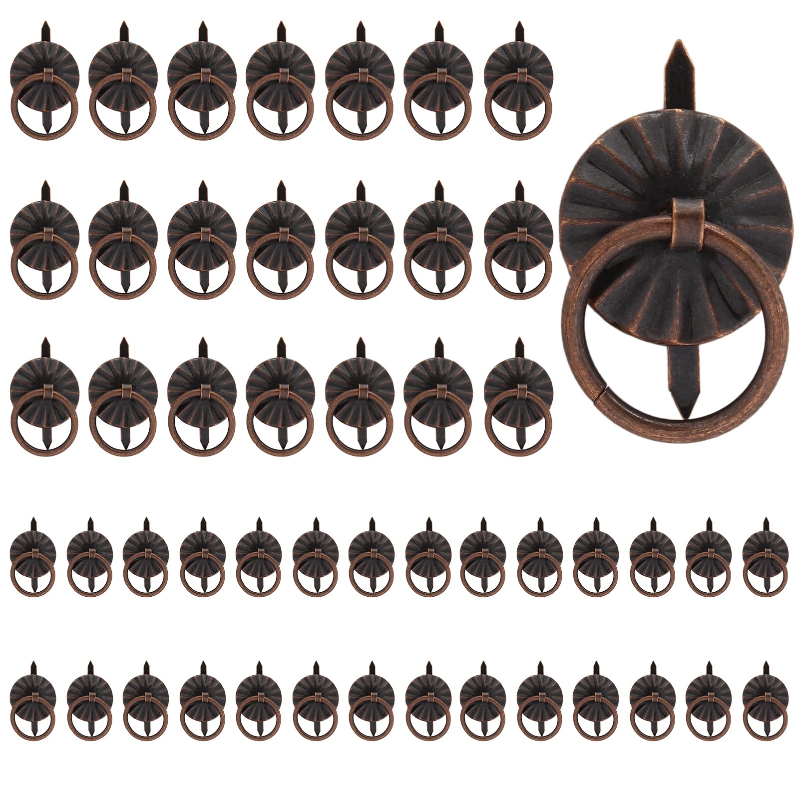 Jiozermi 50 Pcs Mini Pull Handle, Metal Ring Pull Handles, Small Drawer ...